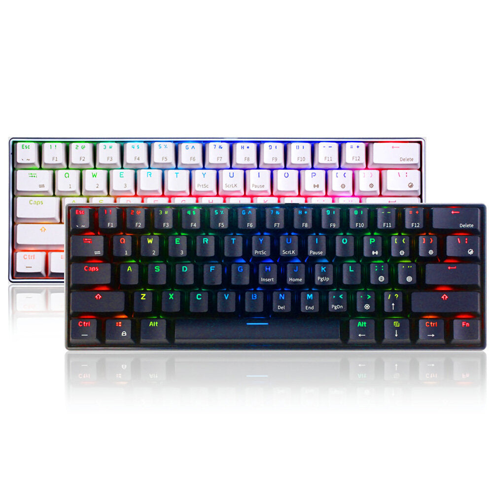 Bluetooth Wired Mechanical Keyboard - Compact 61 Keys RGB for Gaming ...